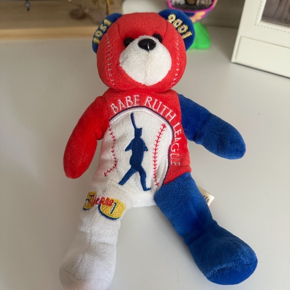 Toys | Babe Ruth League Red And Blue Teddy Bear | Poshmark